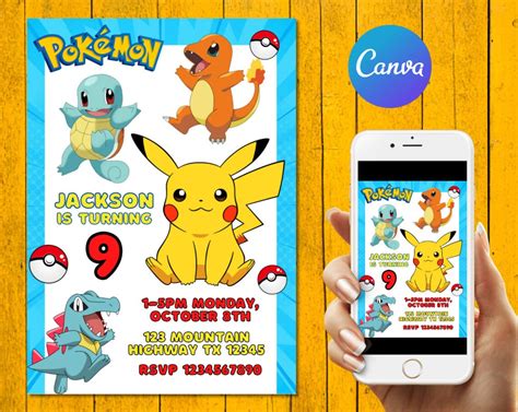 Pokemone Birthday Invitation Pikachu Birthday Invitation Template