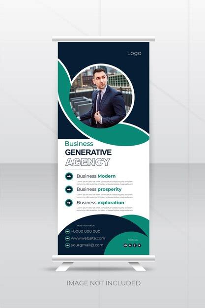 비즈니스 롤업 배너 또는 현대적인 디자인 서식 파일 프리미엄 벡터