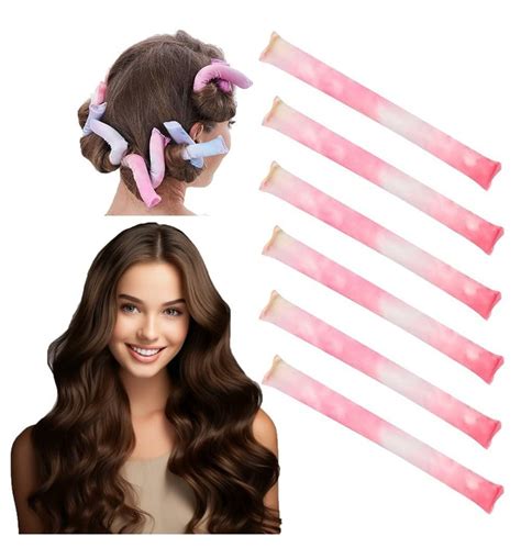 Baisty 6pcs 무열 헤어 컬러 새틴 무열 헤어 컬러 무열 컬 헤드 밴드 열 컬러 없음 헤어 액 티몬