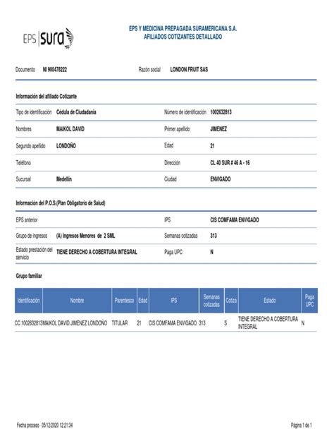 Certificado Eps Sura Pdf Pdf