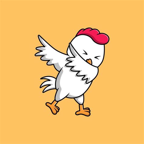 Cute Chicken Dabbing Cartoon Vector Icons Illustration Flat Cartoon