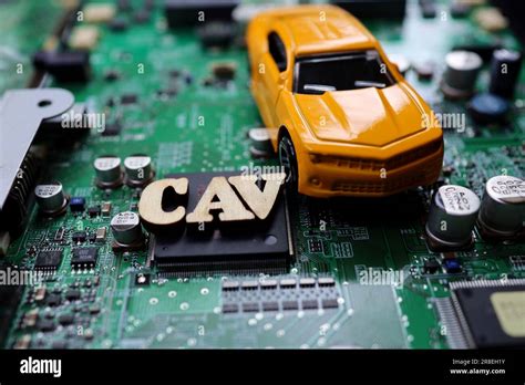 A Photograph That Expresses The Image Of A Connected Autonomous Vehicle Using A Motherboard