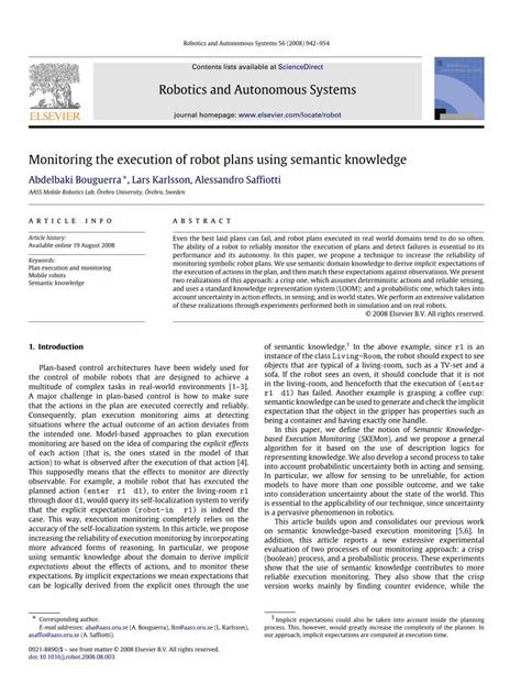 Pdf Monitoring The Execution Of Robot Plans Using Semantic Knowledge Dokumentips