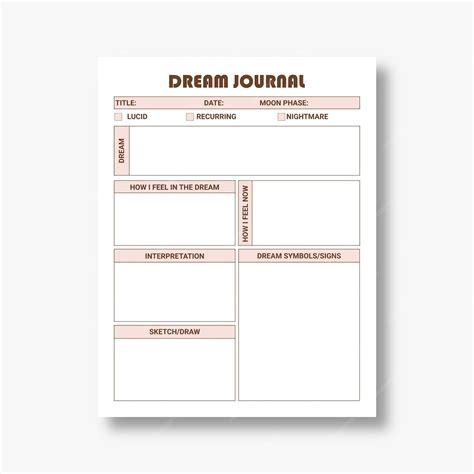 Dream Journal Journaling Template Dream Analysis Premium Vector