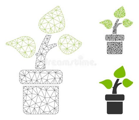 Plant Vector Mesh Network Model And Triangle Mosaic Icon Stock Vector Illustration Of
