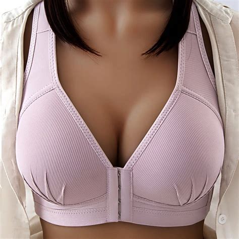 Women Sexy Front Closure Solid Color Bra Wireless Breast Seamless Bras