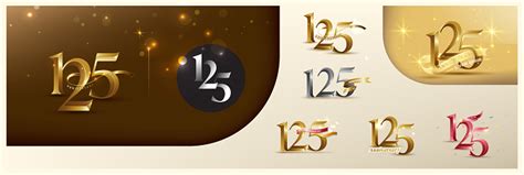 125 주년 기념 로고 타입의 모던 골드 넘버와 반짝이는 리본 대체 로고 번호 황금 기념일 축하 로고에 대한 스톡 벡터 아트 및 기타 이미지 Istock