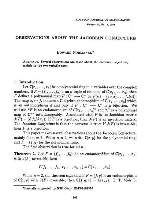 pdf observations about the jacobian conjecture