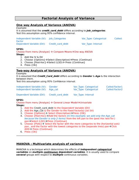 Factorial Analysis Of Variance Test This Assumption Using 95