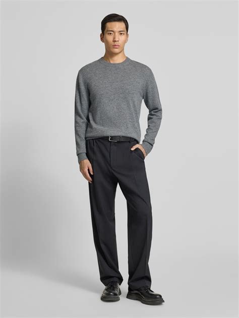 Matinique Gebreide Pullover Van Lamswol Met Ronde Hals In Lichtgrijs