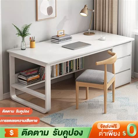 โต๊ะทํางาน🔥140cm โต๊ะทำงานพร้อมตู้ พื้นที่จัดเก็บขนาดใหญ่ โต๊ะคอม โต๊ะเขียนหนังสือ โต๊ะคอมพิ