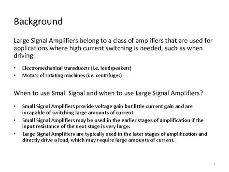 Difference Between Small Signal Amplifier And Large Signal Amplifier