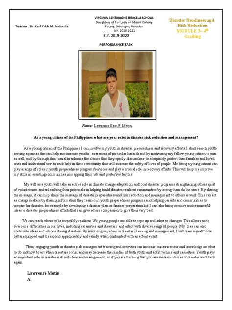 Drrr Performance Task A And B Pdf Emergency Management
