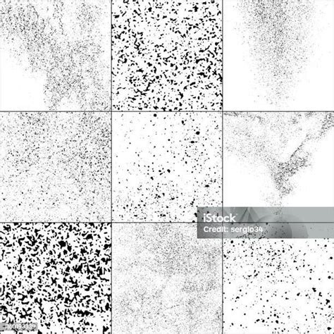 白い背景に分離された黒い粒状のテクスチャのセット しずくのベクターアート素材や画像を多数ご用意 しずく しぶきを上げる