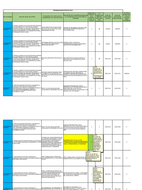 Seguimiento A Ppss A 30 De Junio 2021 Con Obs 1 Pdf