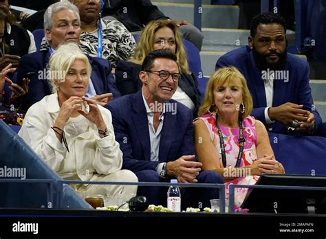 Hugh Jackman Center Watches Serena Williams Of The United States