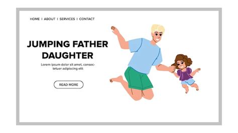 Sauter Le Vecteur De Fille Père Vecteur Premium