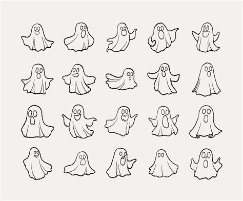 Cute Ghost Doodle Set 51533102 Vector Art At Vecteezy