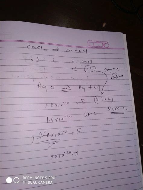 Solubility Of Agcl In 01 M Cacl Solution Will Be Ksp Of Agcl 18 X