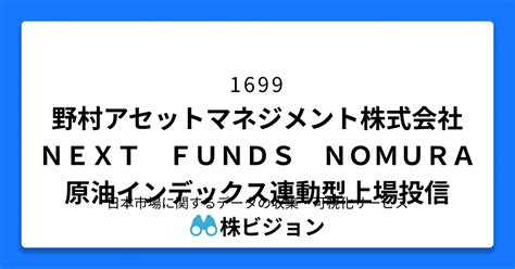 1699 野村アセットマネジメント株式会社 Next Funds Nomura 原油インデックス連動型上場投信 株ビジョン