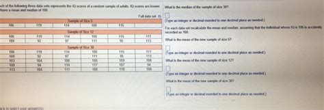 Solved Each Of The Following Three Data Sets Represents The