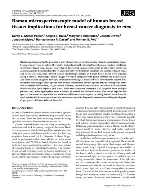 Pdf Raman Microspectroscopic Model Of Human Breast Tissue Web Mit