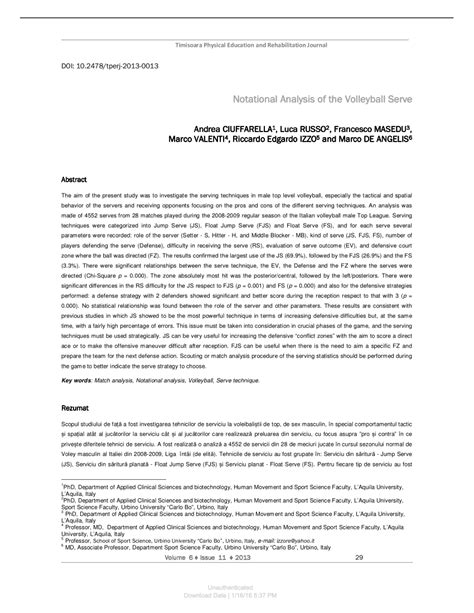 Pdf Notational Analysis Of The Volleyball Serve