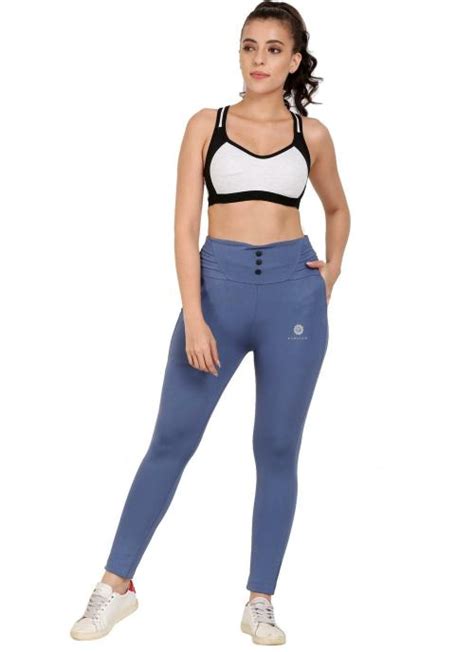 Buy Faricon Women Light Blue Solid Cotton Lycra Blend Ankle Length