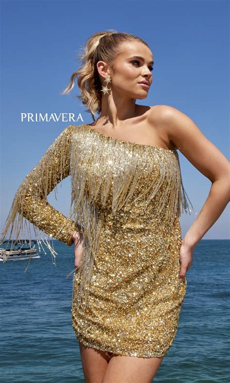 One Shoulder Sequin Fringe Party Dress Promgirl