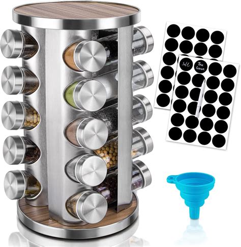 Orii 20 Jar Bamboo Spice Rack With Spices Included