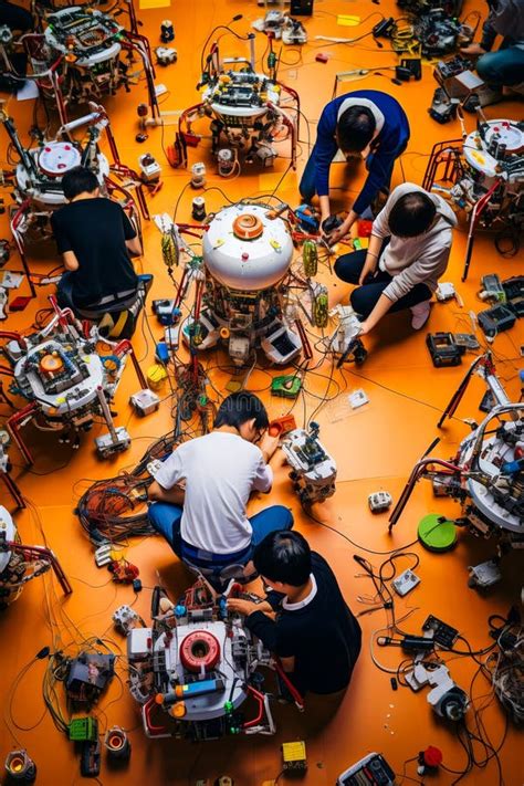 Group Of People Working On Project Together In Room Generative Ai Stock Illustration