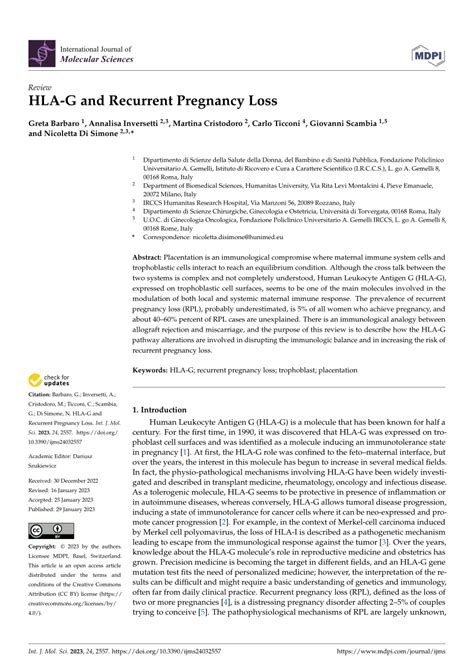 Pdf Hla G And Recurrent Pregnancy Loss