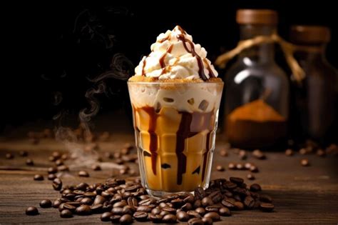 Premium Ai Image Coffee Drink With Whipped Cream And Topping In A