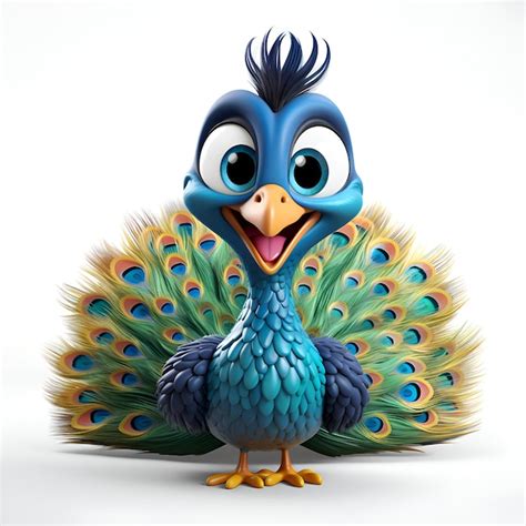 Premium Photo 3d Rendered Illustration Of Blue Peacock Cartoon