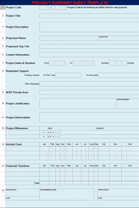 Best 4 Project Summary Sheet Templates Free Report Templates