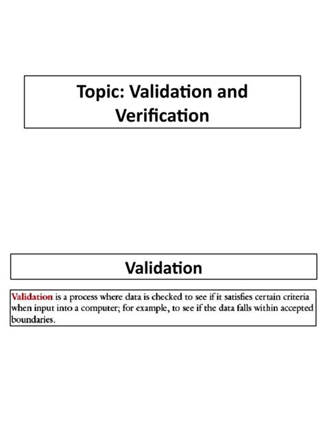 Topic Validation And Verification Pdf