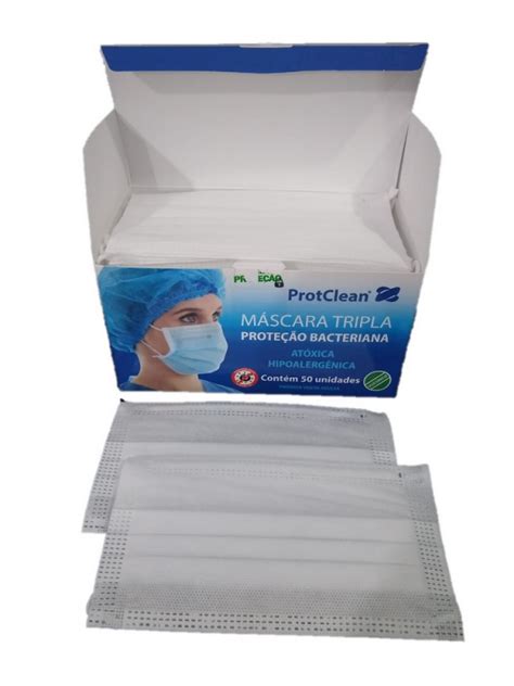 MÁSCARA DESCARTÁVEL TNT TRIPLA PROTCLEAN C C ELAST Cirúrgica Hortolândia