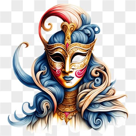 Download Woman With Blue Hair And Venetian Mask Png Online Creative
