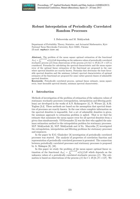 Pdf Robust Interpolation Of Periodically Correlated Random Processes