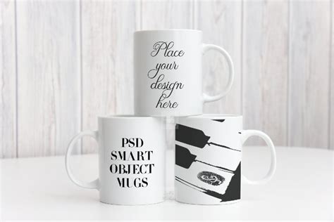 Three Mockup Mugs Mockups White Coffee Mug Oz Mock Up