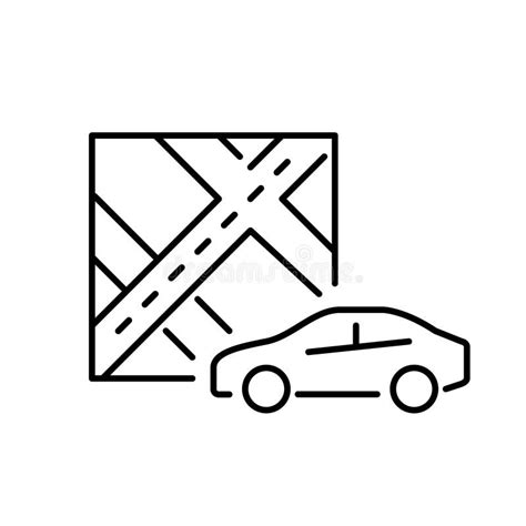 Map And Car Side View Navigation App Pixel Perfect Icon Stock Vector
