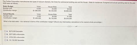 Solved What Is The Total Sales Mix Variance In Terms Of