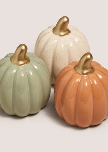 3 Pack Multicolour Ceramic Pumpkins Matalan