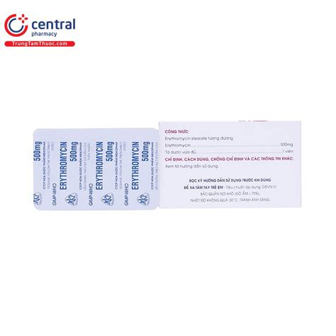 CHÍNH HÃNG Thuốc Erythromycin 500mg Mekophar Cách sử dụng hiệu quả