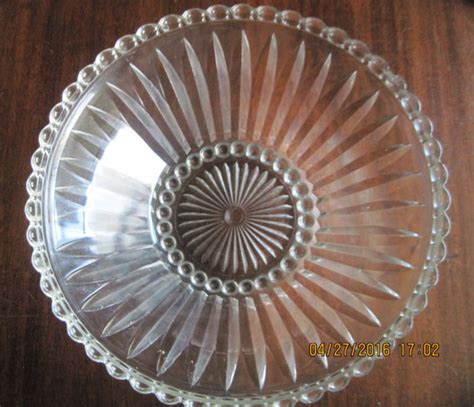 Pressed Glass Serving Bowl W Beads Ball Antiques Board