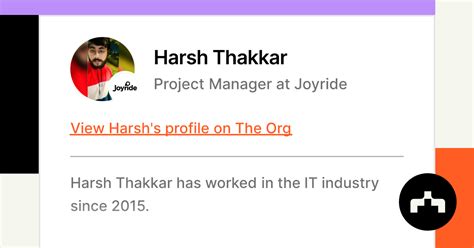 Harsh Thakkar Project Manager At Joyride The Org