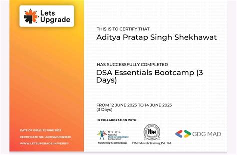 Aditya Pratap Singh Shekhawat On Linkedin Dsaessentials Letsupgrade Gratitude