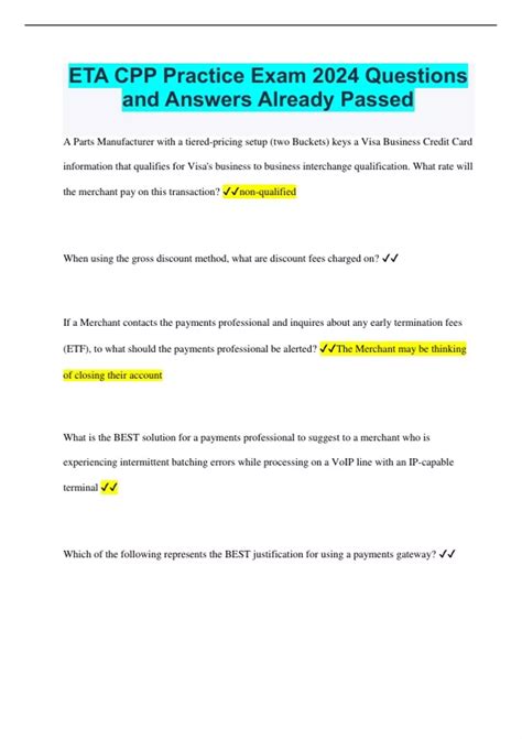 ETA CPP Practice Exam 2024 Questions And Answers Already Passed ETA