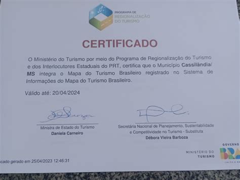 Ministério Do Turismo Coloca Cassilândia No Mapa Do Turismo Brasileiro
