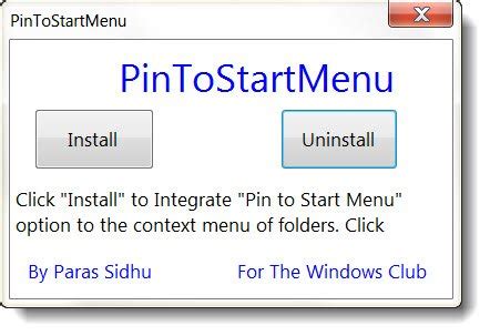 PinToStartMenu Pin Control Panel Items And Folders To Start Menu